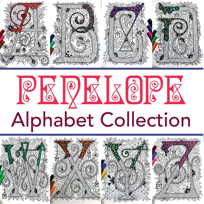 Printable Alphabet Coloring Book 26 Uppercase Letter | Etsy
