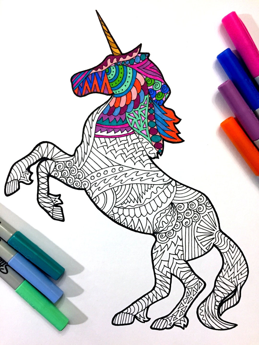 Unicorn - PDF Animal Coloring Page - Etsy