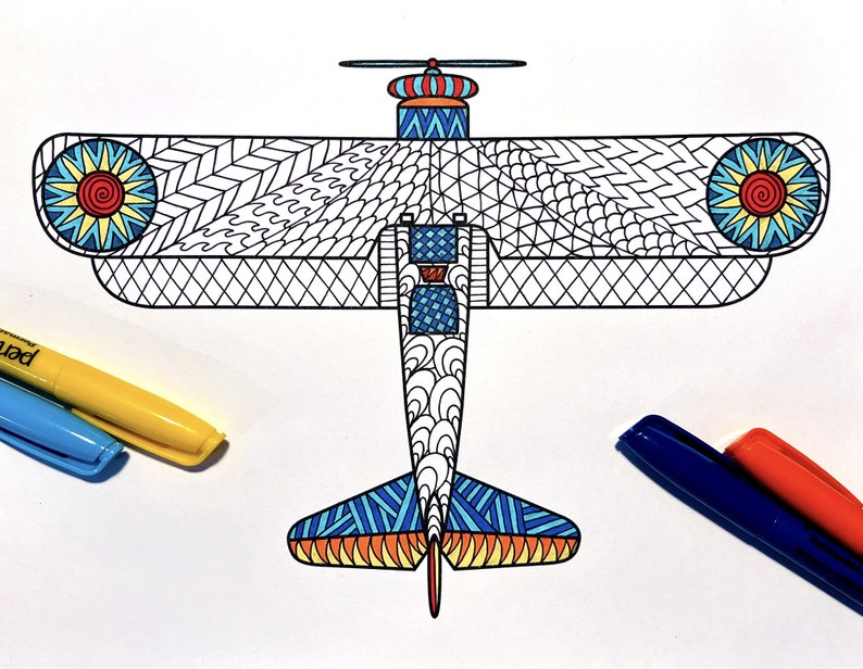 Airplane PDF Coloring Page - Etsy
