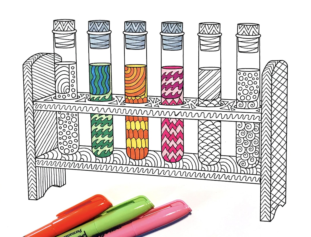 Chemistry Test Tubes - PDF Coloring Page - Etsy