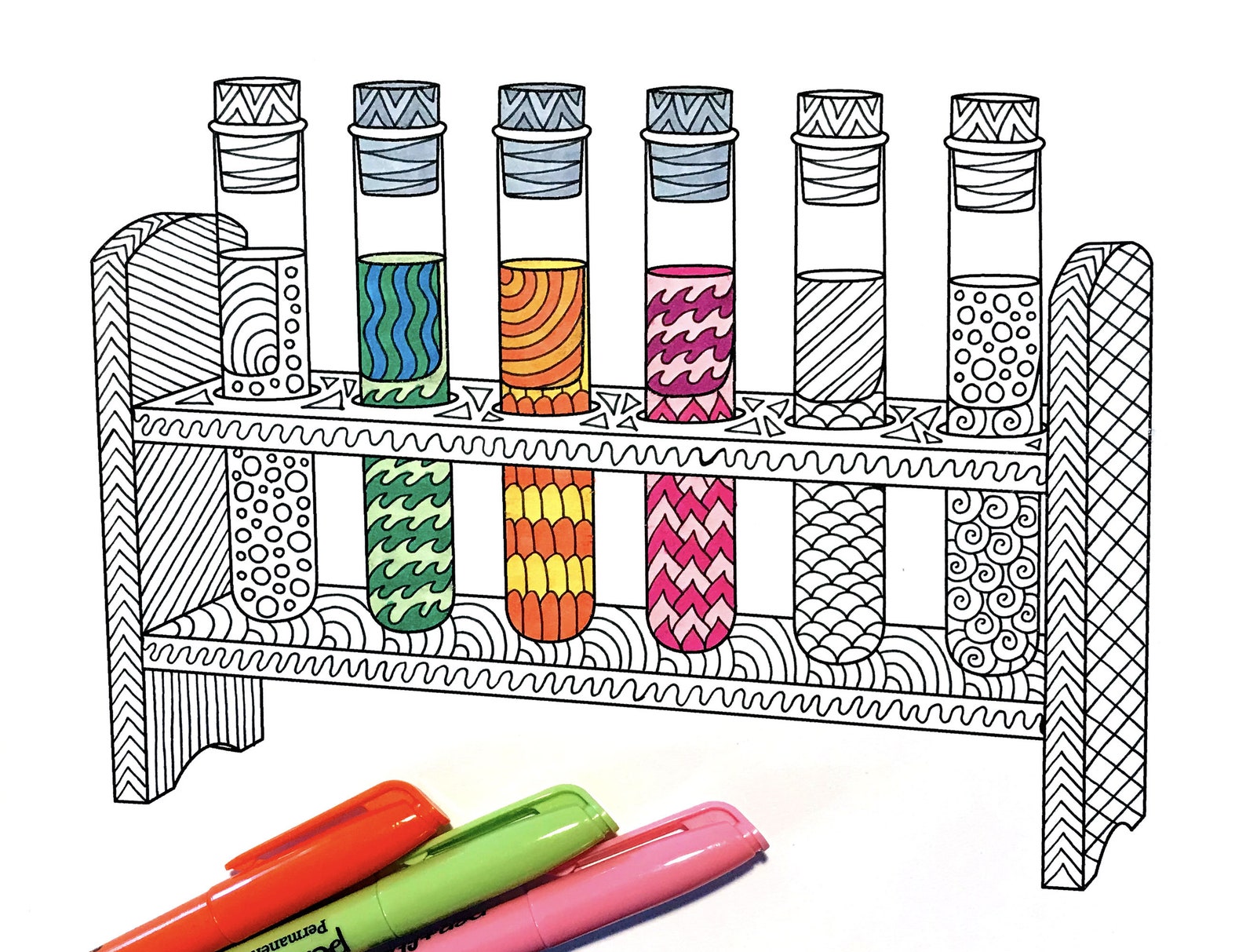 Chemistry Test Tubes - PDF Coloring Page - Etsy