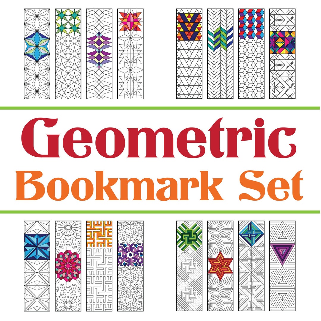 Geometric Bookmark SET - 10 PDF Coloring Pages - Etsy