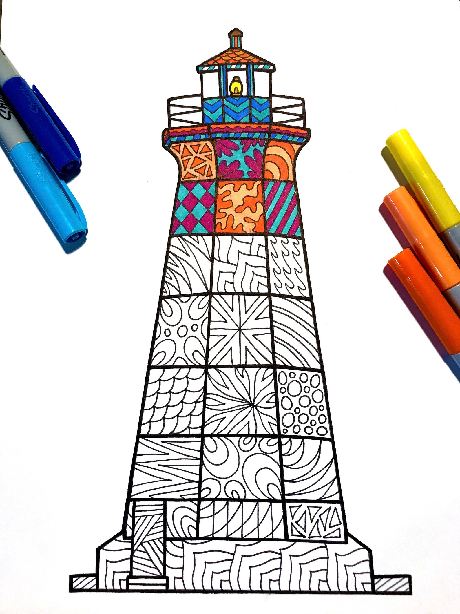 Lighthouse PDF Coloring Page - Etsy
