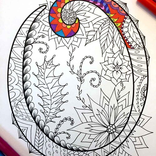 Retro Floral Letter L Coloring Page Inspired by the Font - Etsy