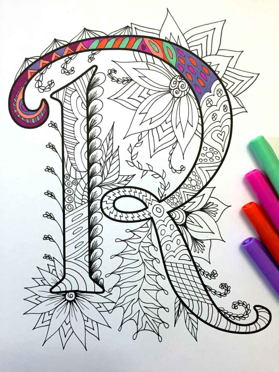 Letter R Coloring Page - Inspired by the Font "harrington" - Etsy