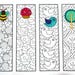 Cute Nature Bookmarks - PDF Coloring Page - Bee, Mushroom, Bird, Tree ...