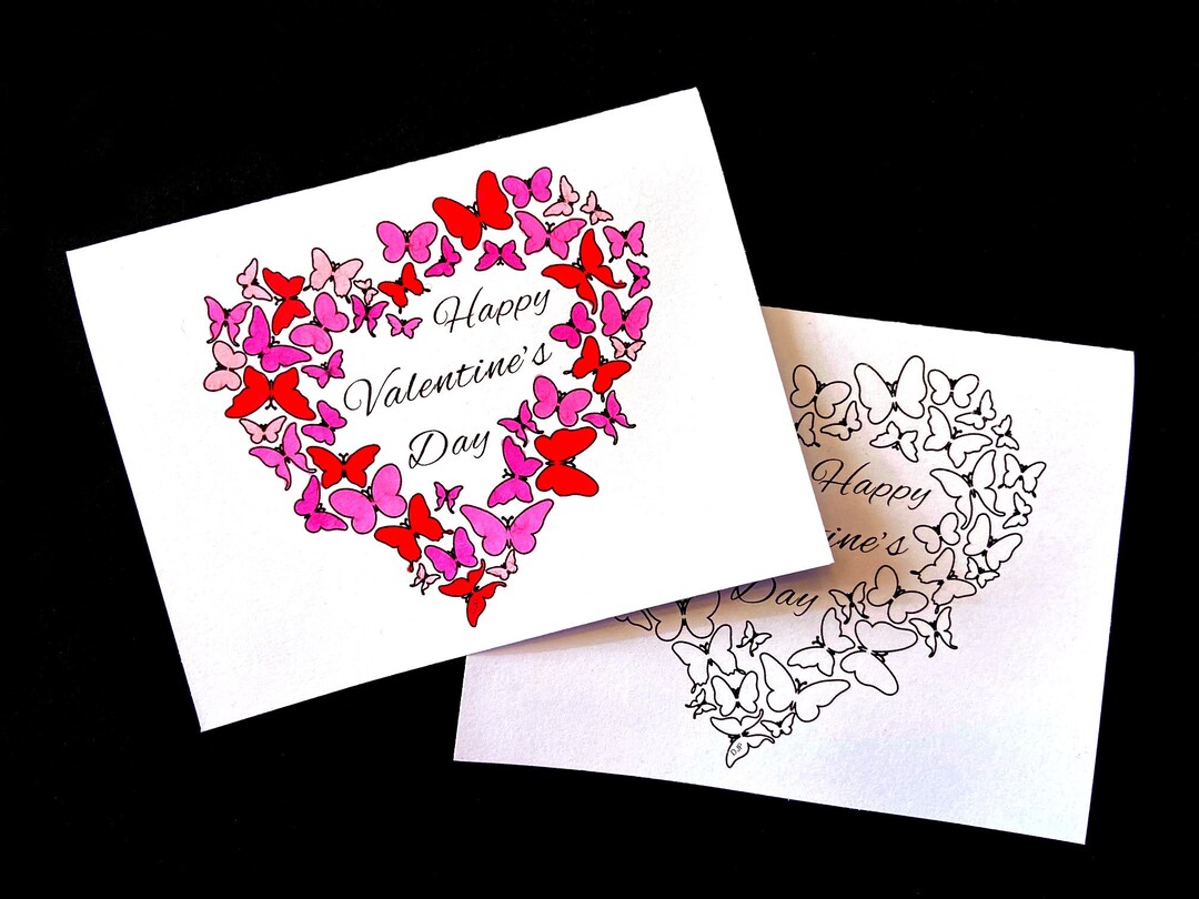Butterfly Heart Card - Happy Valentine's Day Greeting Card - Printable ...