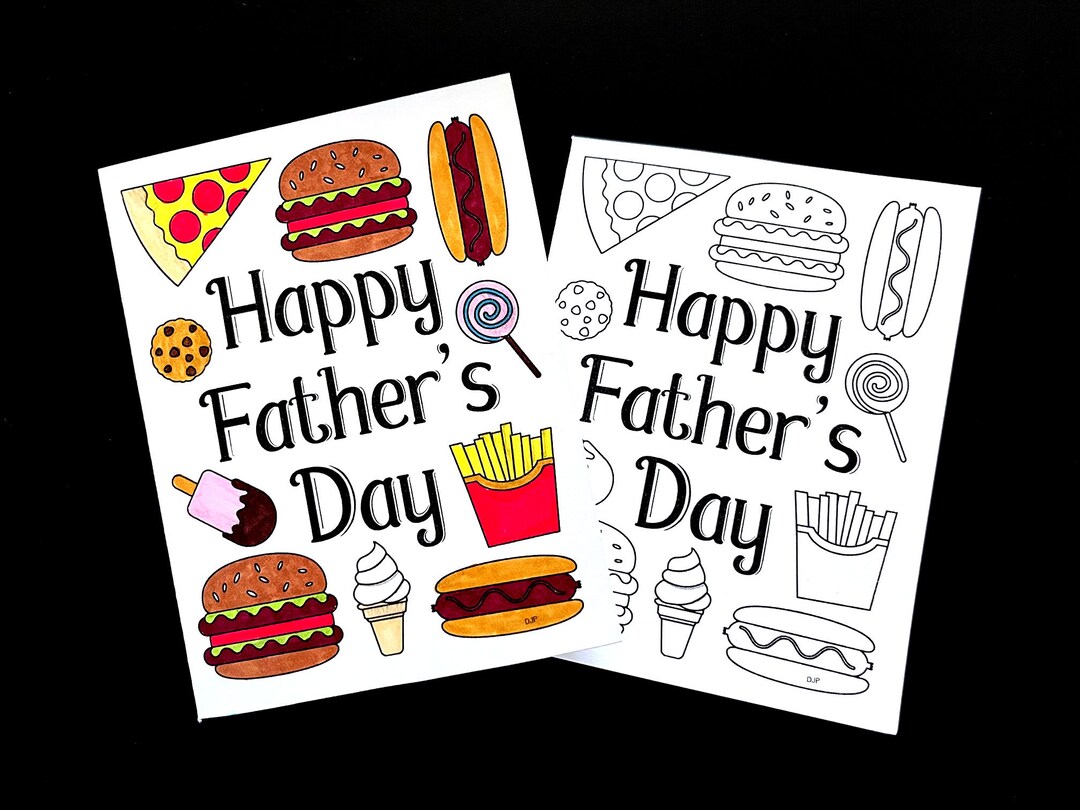 Father's Day Card With Fast Food and Sweets Designs - Printable PDF ...