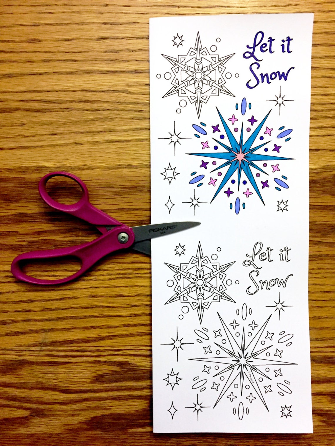 Let It Snow Greeting Card With Snowflakes PDF Zentangle - Etsy