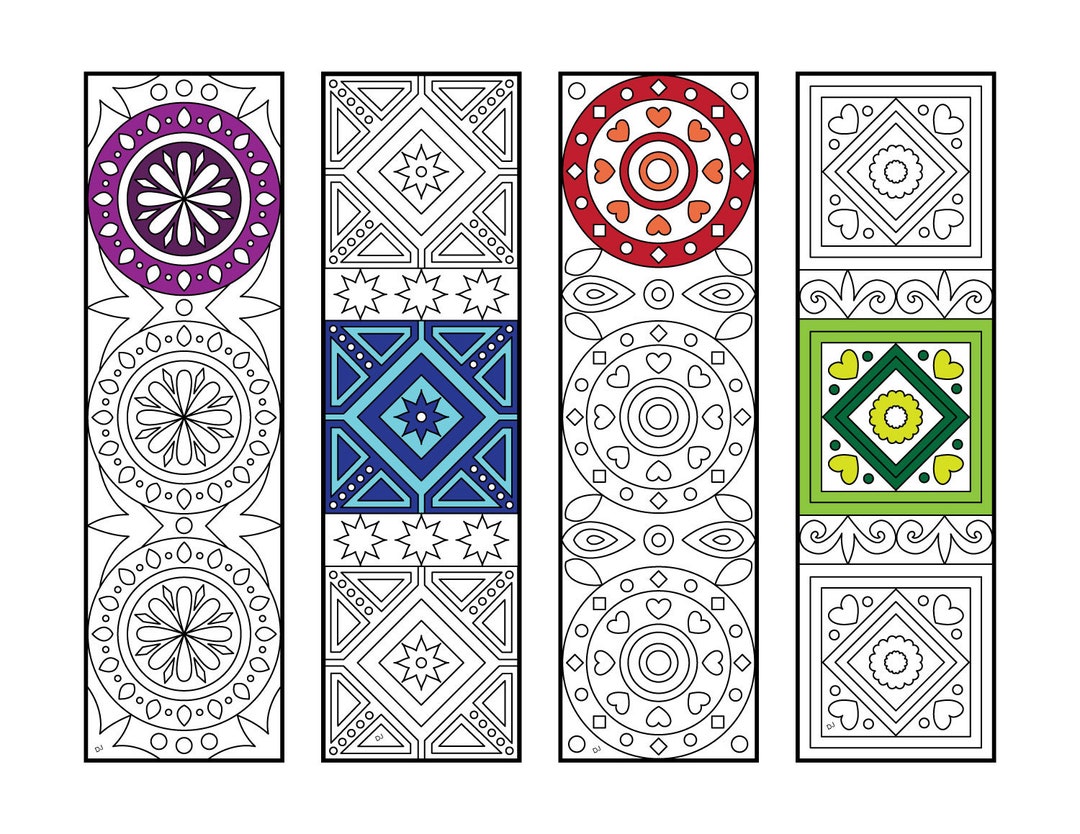 Fancy Bookmarks - PDF Coloring Page - Etsy