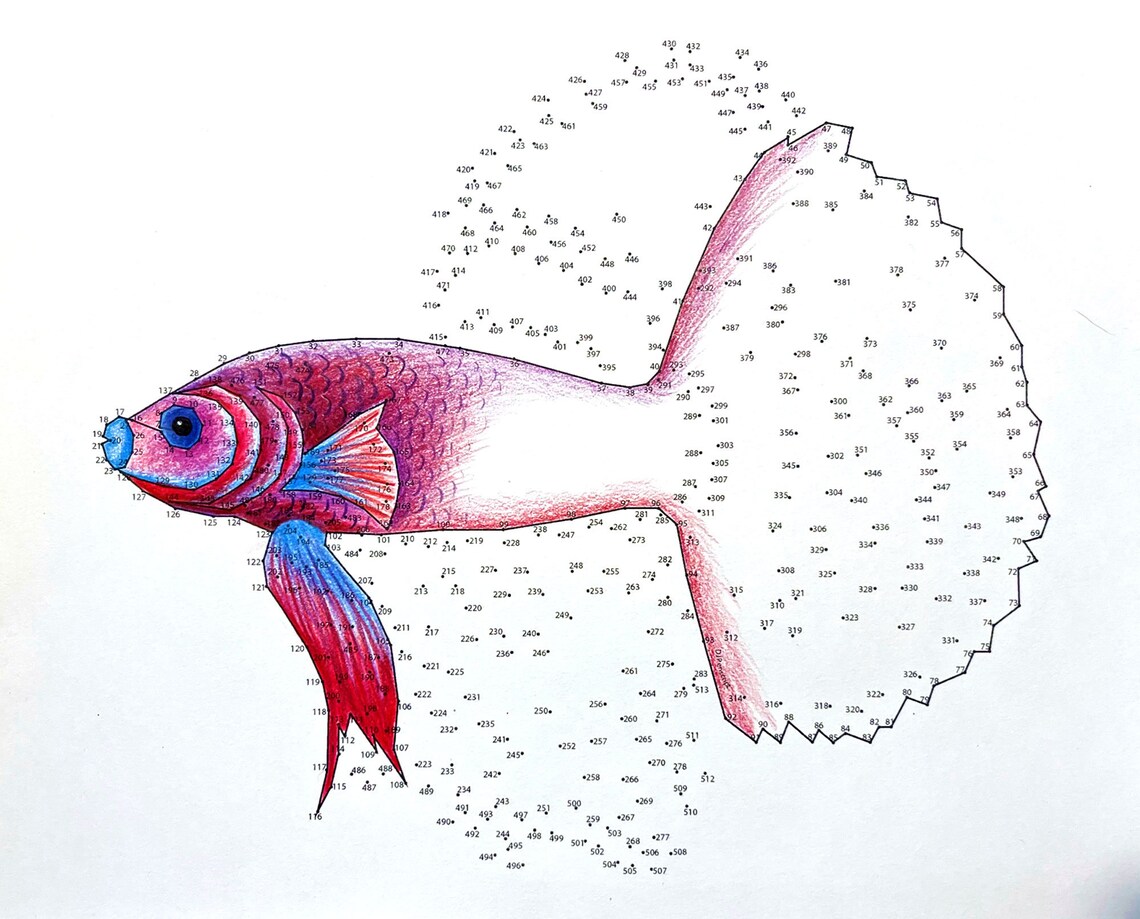 Betta Fish - Extreme Dot to Dot - PDF Activity and Coloring Page - Etsy