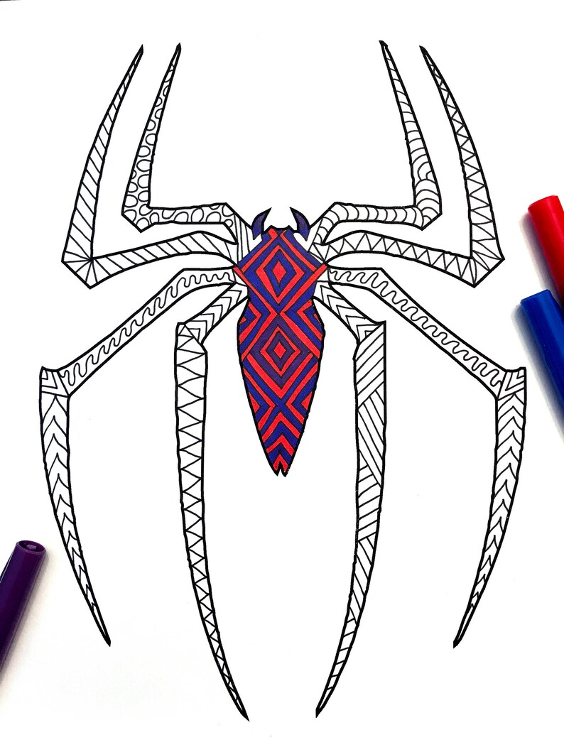 Spider PDF Zentangle Coloring Page | Etsy