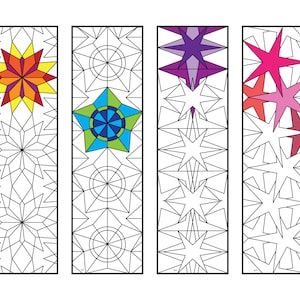Geometric Star Bookmarks - PDF Coloring Page - Etsy
