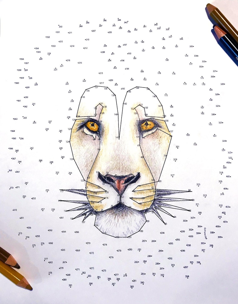 Lion Extreme Dot to Dot PDF Activity and Coloring Page - Etsy