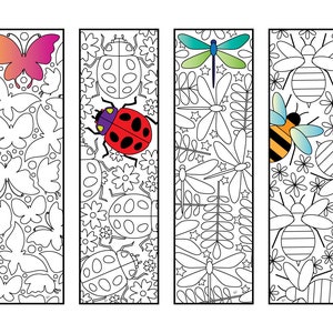 Insect Bookmarks - PDF Coloring Page - Butterfly, Ladybug, Dragonfly ...