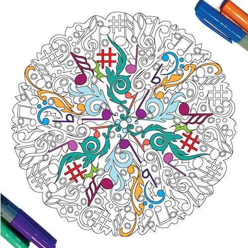 Music Mandala PDF Coloring Page - Etsy