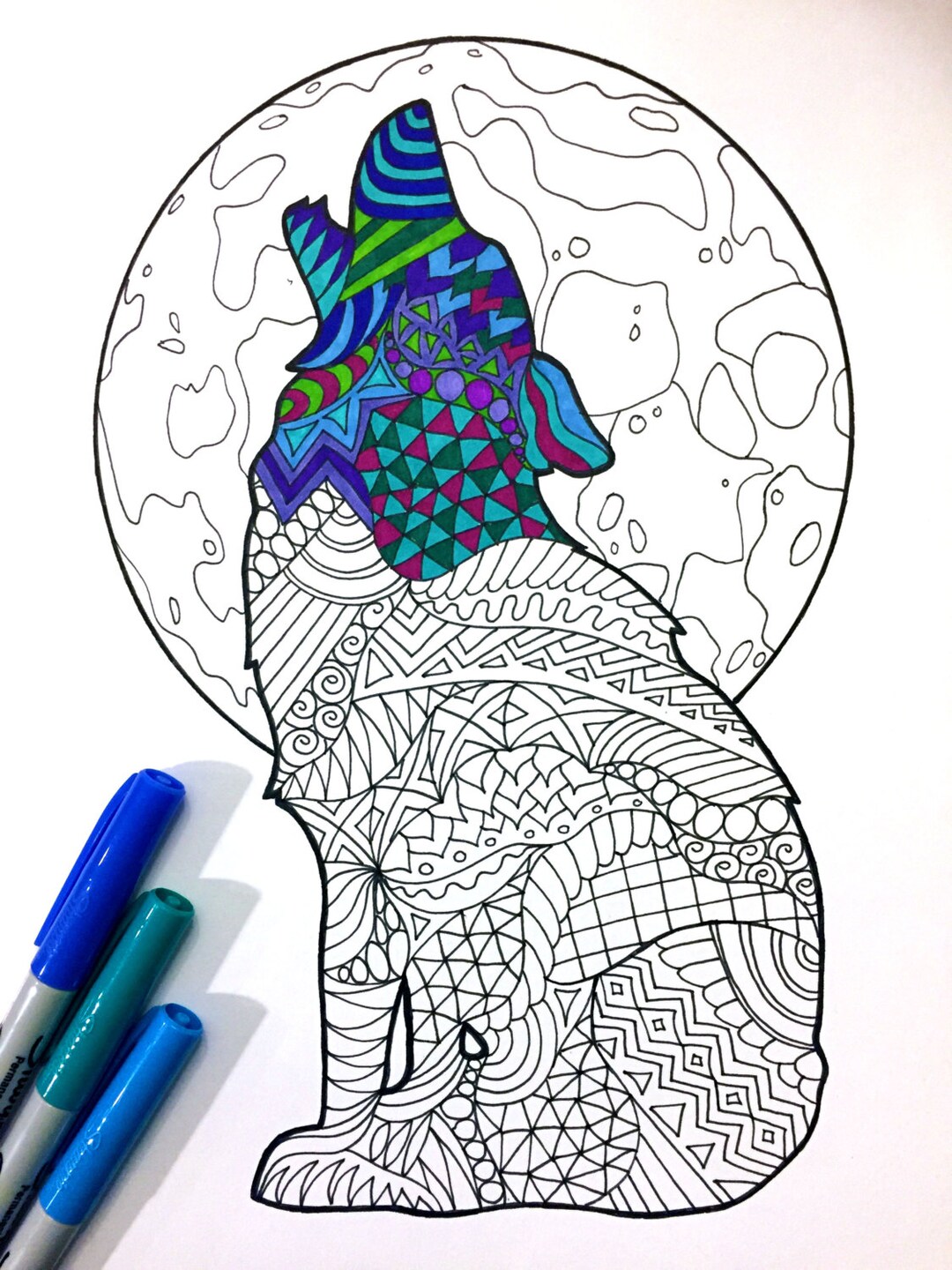 Howling Wolf - PDF Animal Coloring Page - Etsy