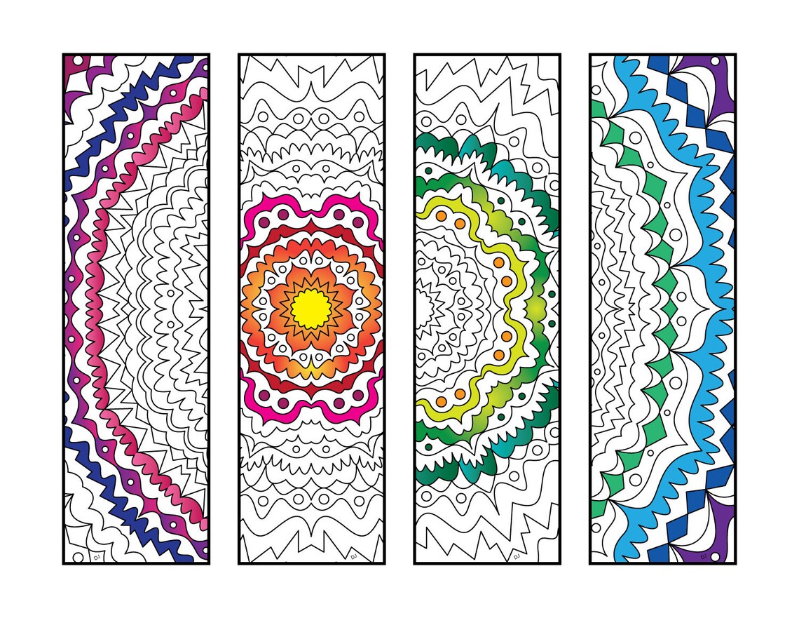 Mandala Bookmarks PDF Coloring Page - Etsy