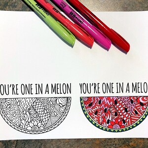 Watermelon Pun Greeting Card - You're One in A Melon - Printable PDF ...