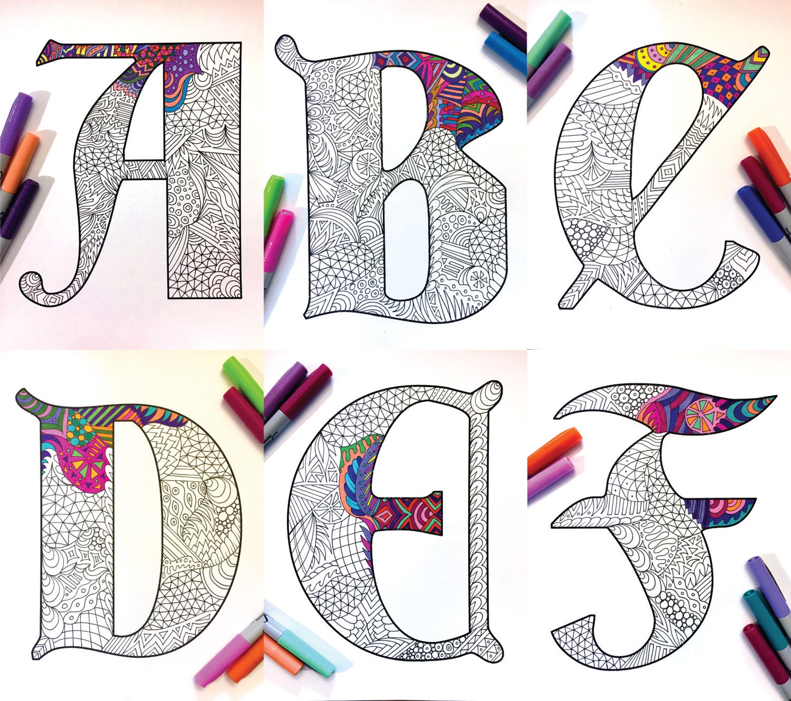 26 Uppercase Zentangle Letters inspired by the font | Etsy