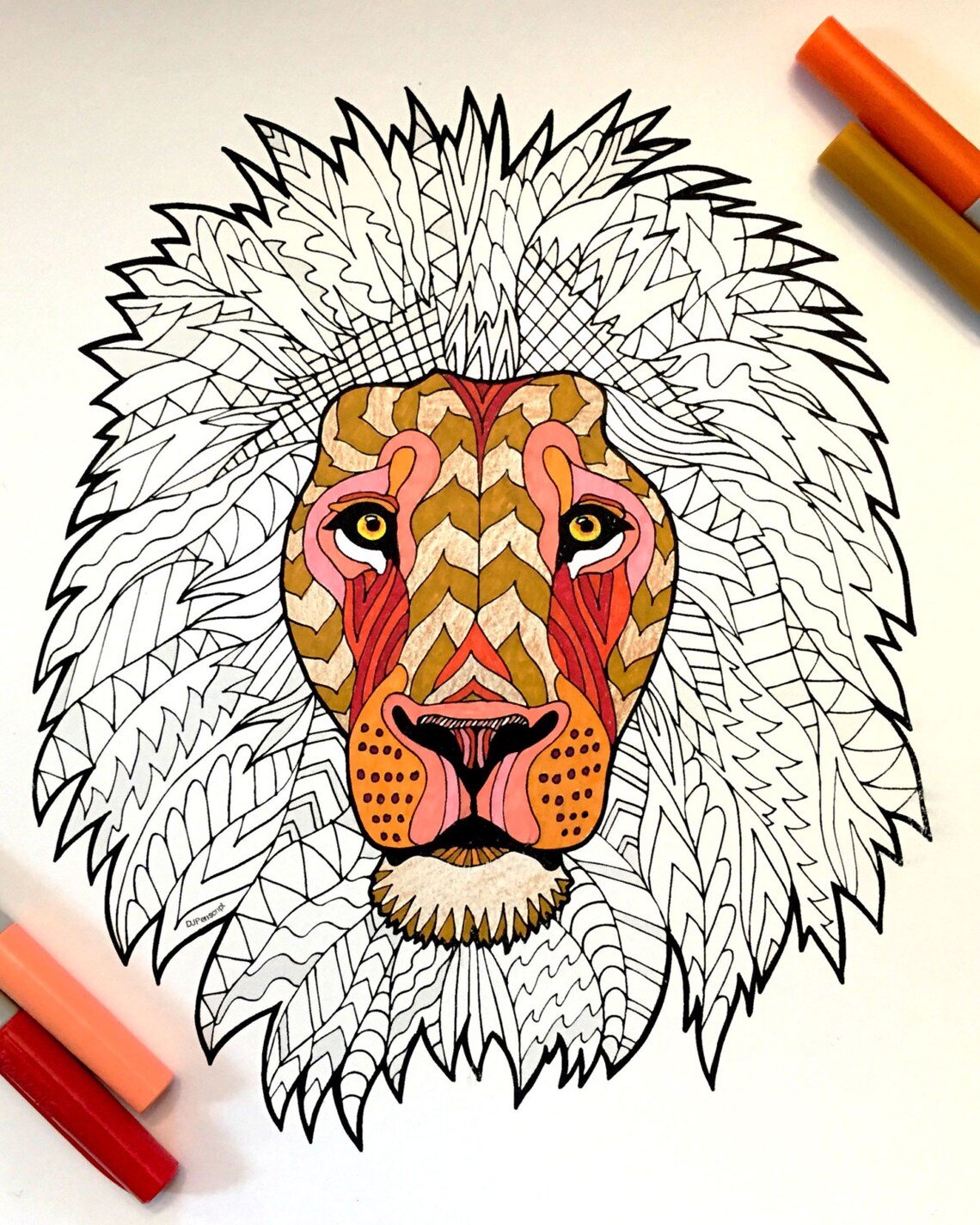 Lion PDF Animal Coloring Page - Etsy