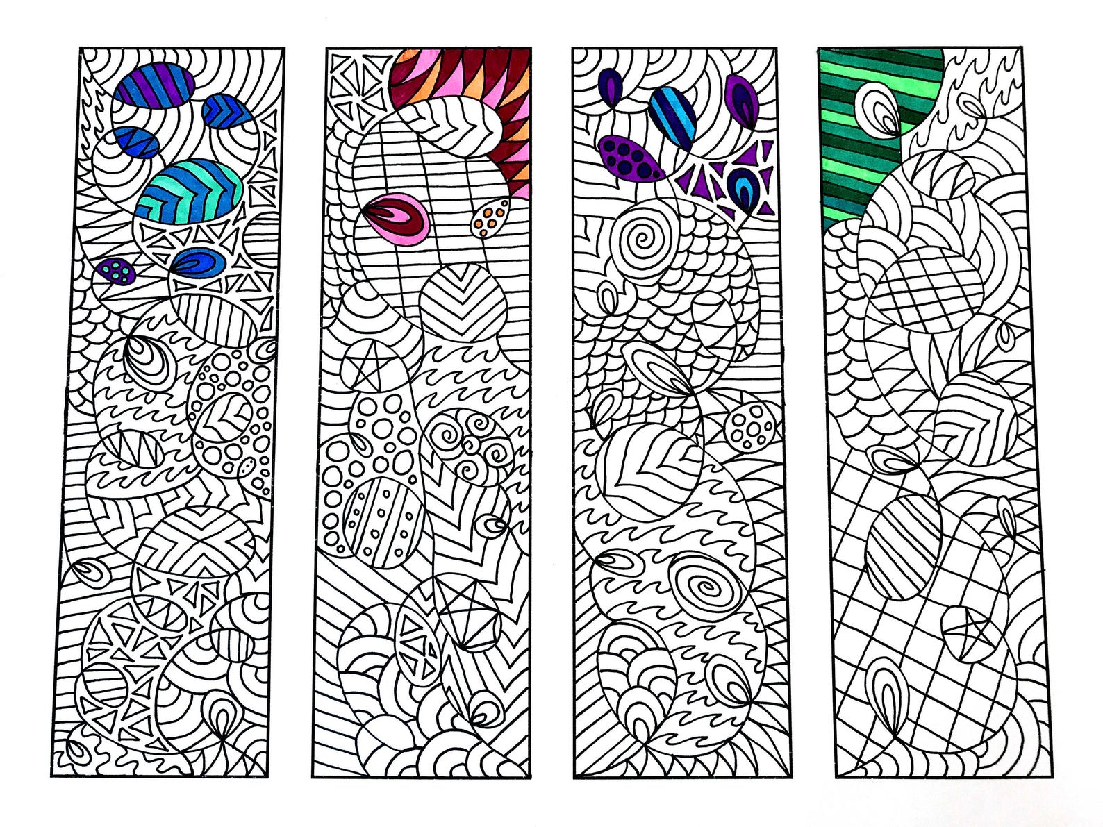 Abstract Bookmarks - PDF Coloring Page - Etsy
