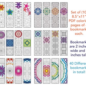 Geometric Bookmark SET - 10 PDF Coloring Pages - Etsy