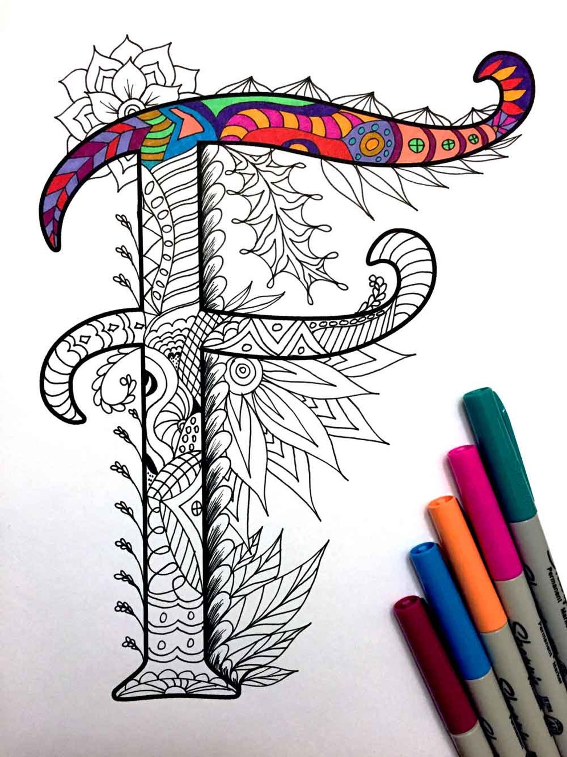 Letter F Coloring Page Inspired by the Font - Etsy