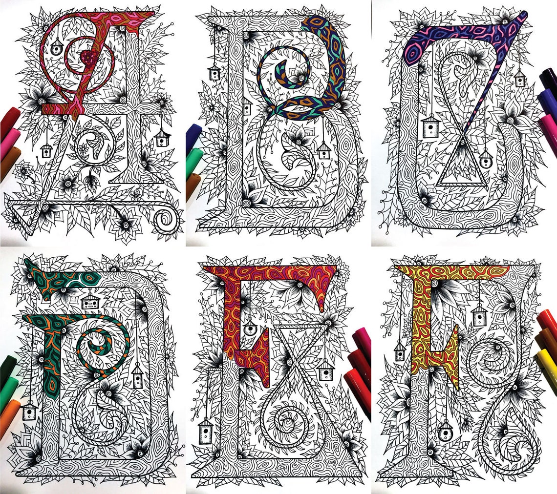 Printable Alphabet Coloring Book 26 Uppercase Letter | Etsy