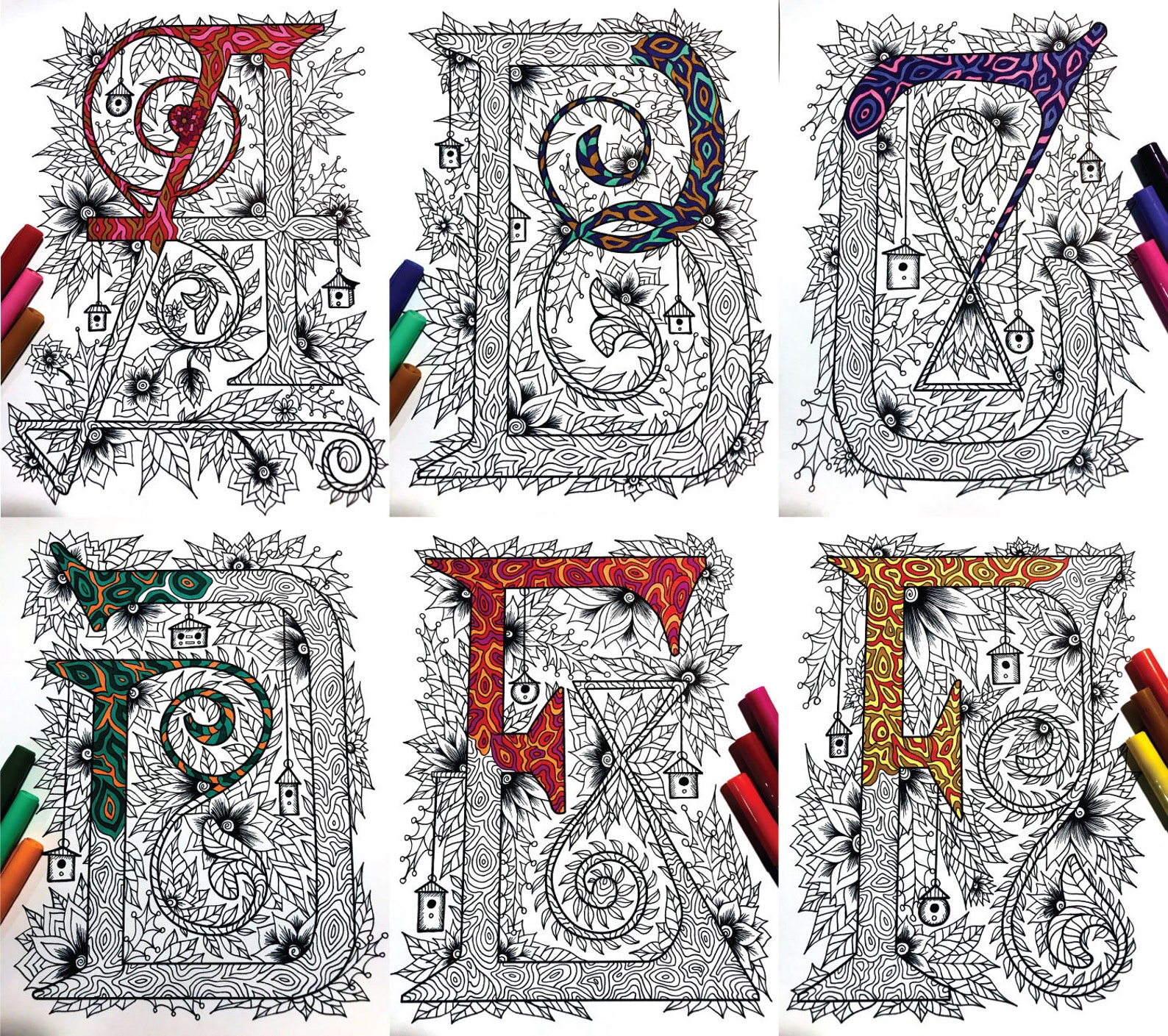 Printable Alphabet Coloring Book 26 Uppercase Letter - Etsy