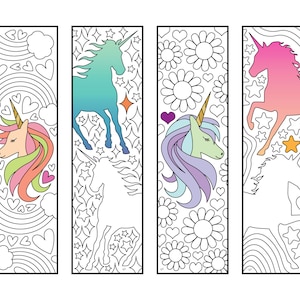 Unicorn Bookmarks PDF Coloring Page - Etsy