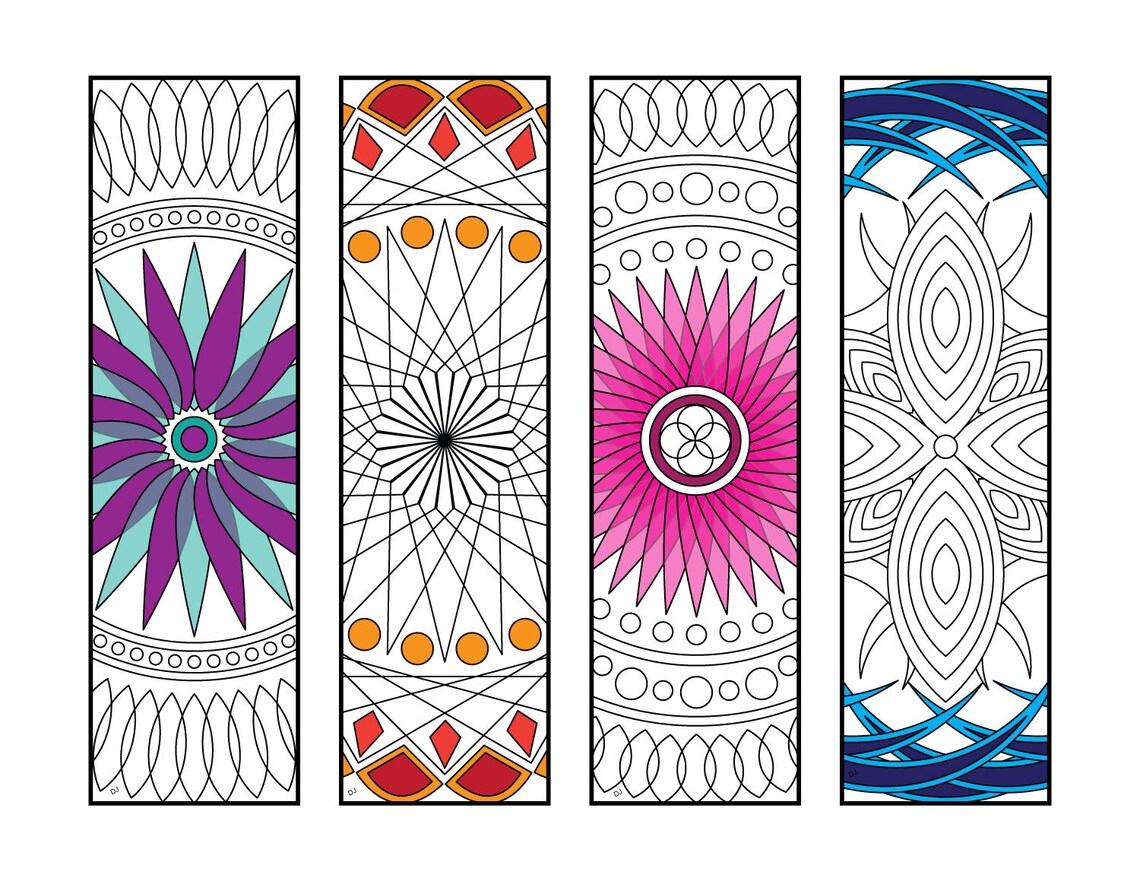 Mandala 2 Bookmarks PDF Coloring Page - Etsy