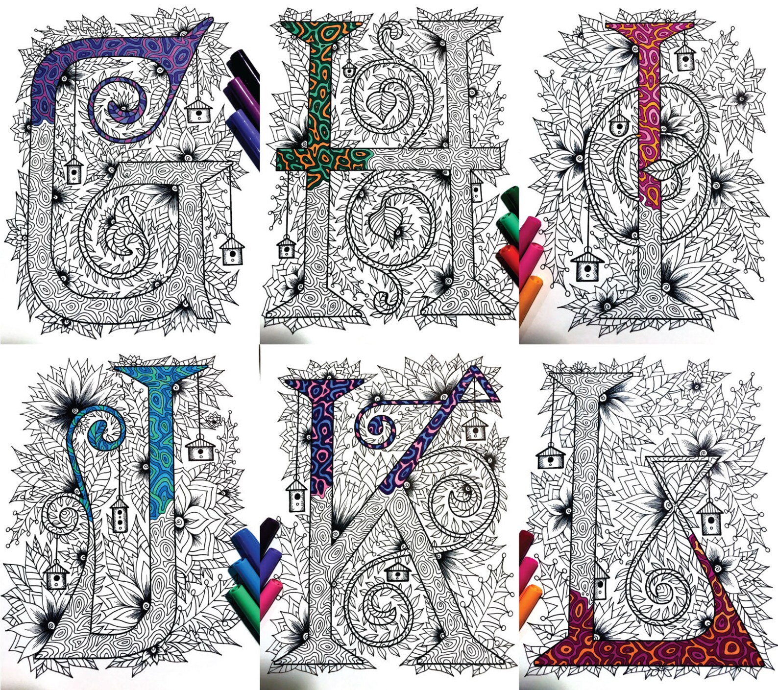 Printable Alphabet Coloring Book 26 Uppercase Letter | Etsy