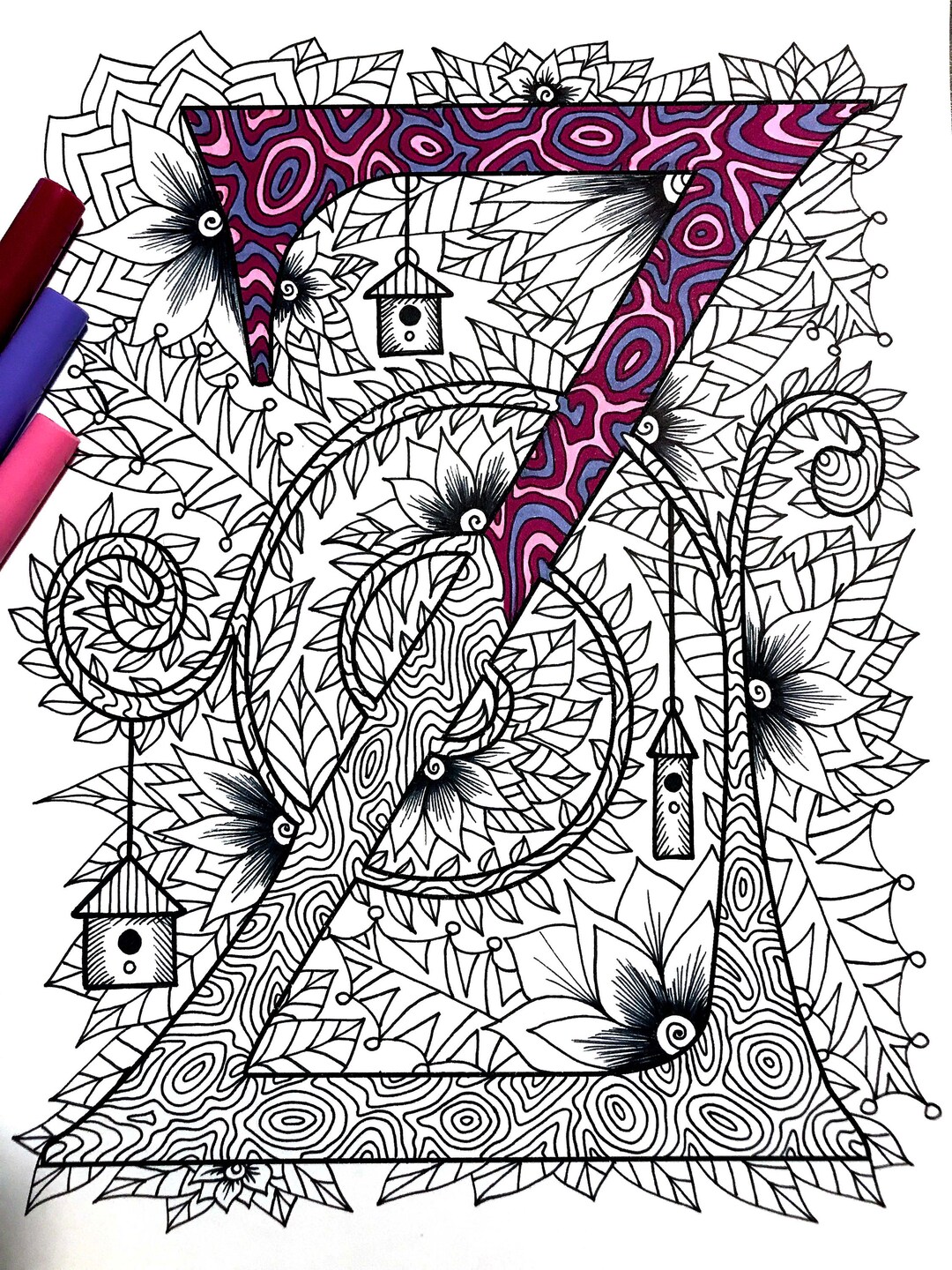 Letter Z Coloring Page Inspired by the Font penelope - Etsy