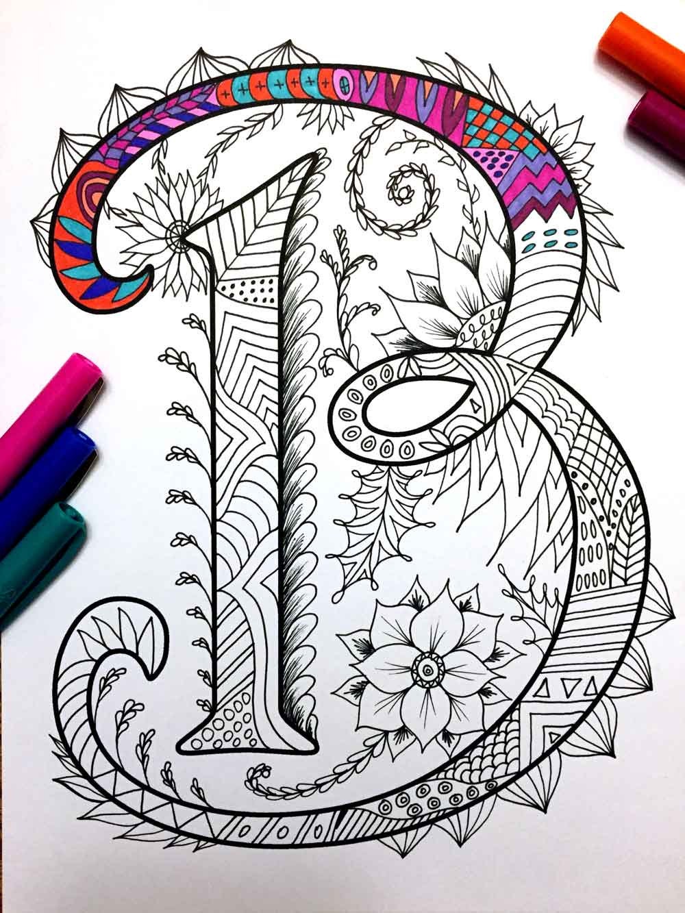 Letter B Coloring Page Inspired by the font | Etsy