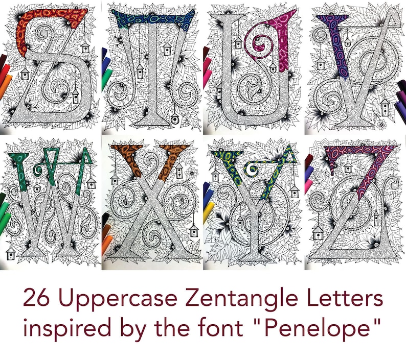 Printable Alphabet Coloring Book 26 Uppercase Letter | Etsy