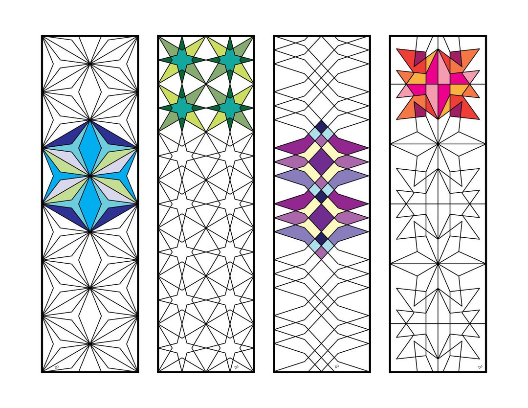Geometric Bookmarks - PDF Coloring Page - Etsy
