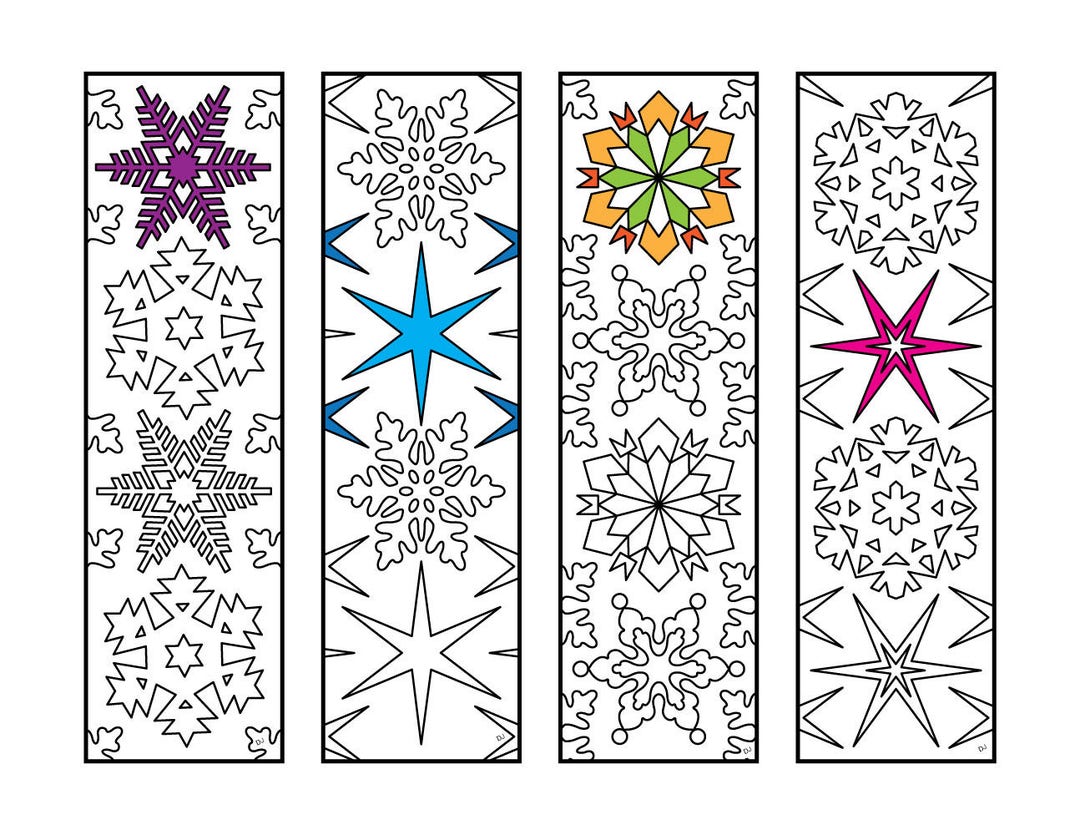 Snowflakes Bookmarks - PDF Coloring Page - Etsy