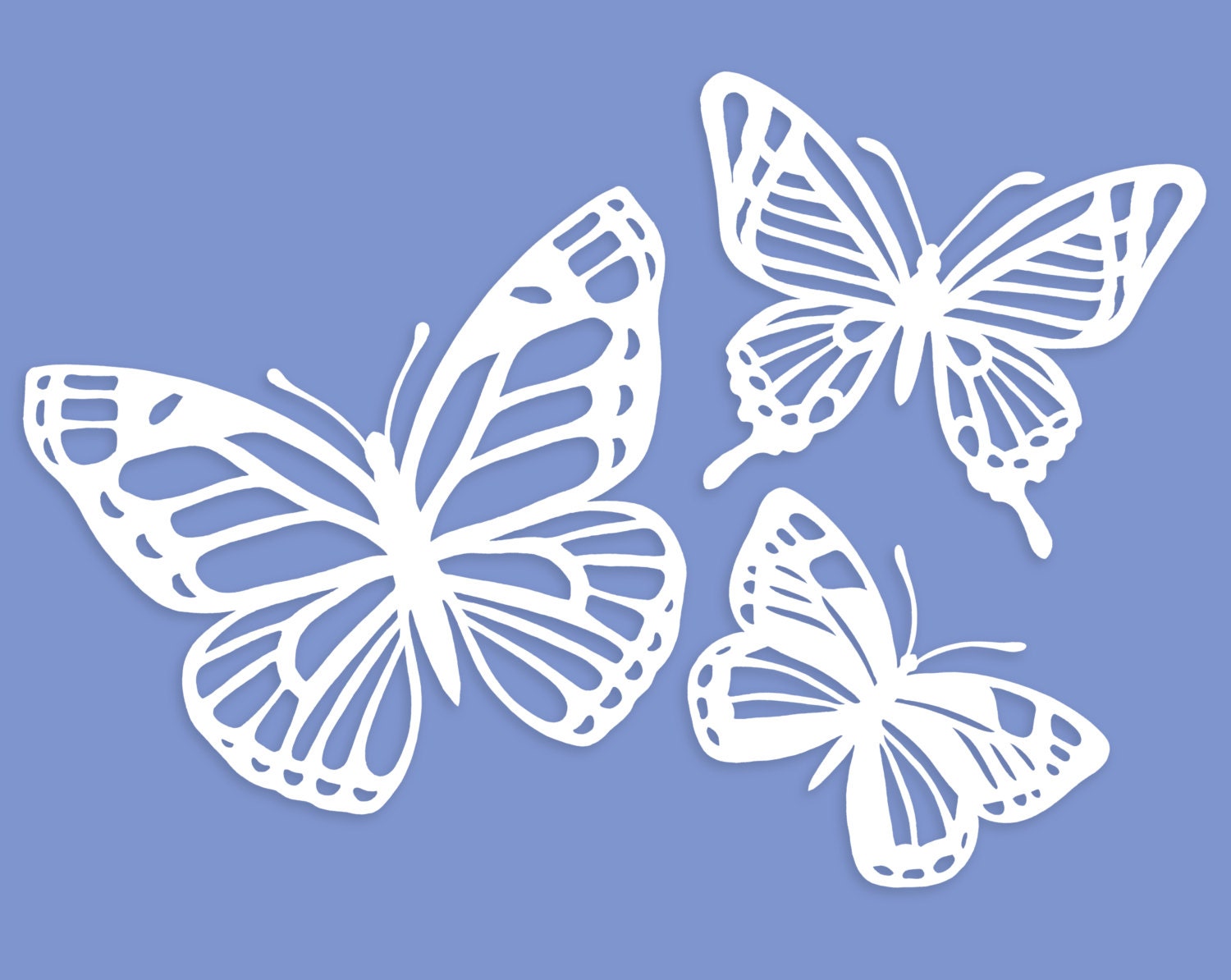 Set of Three Butterflies Svg Dxf Clipart Cut File - Etsy