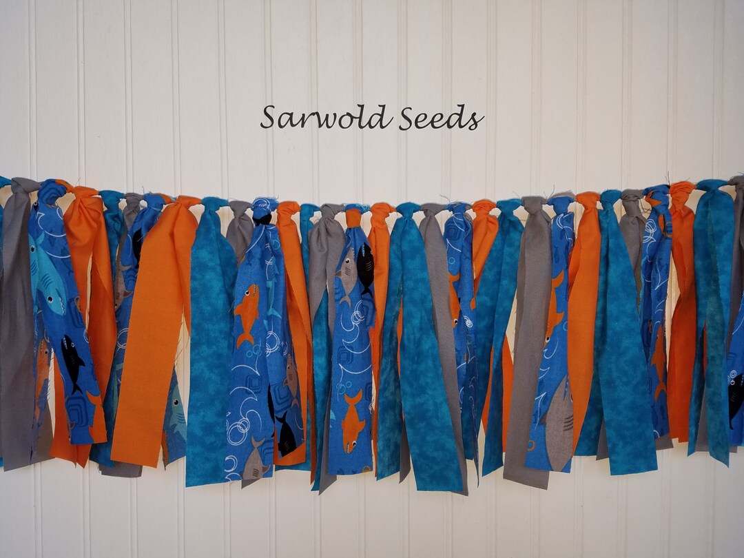Shark, Fabric Banner, Jawsome, Ocean, Orange, Cake Smash, Birthday ...