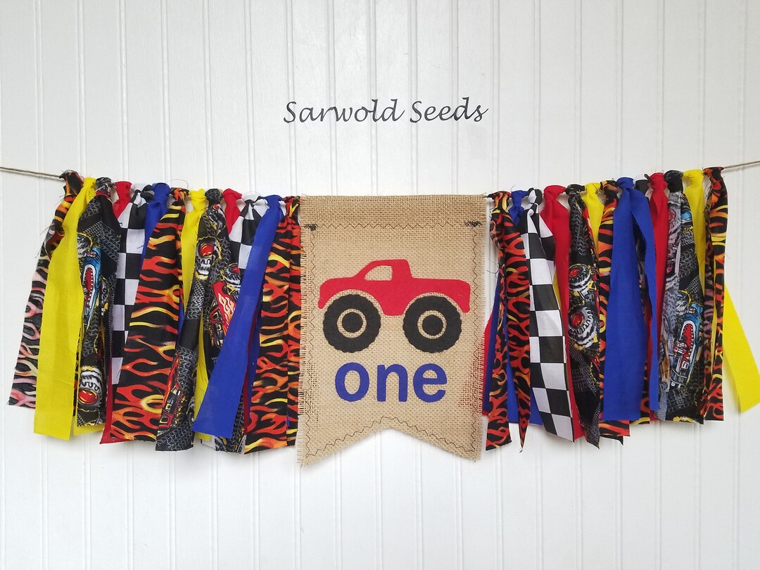 Monster Truck Birthday Banner, Smashing Birthday Banner, Fabric Banner ...