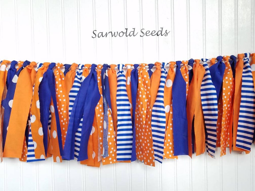 Blue and Orange Fabric Banner, Cake Smash Banner, High Chair Banner ...