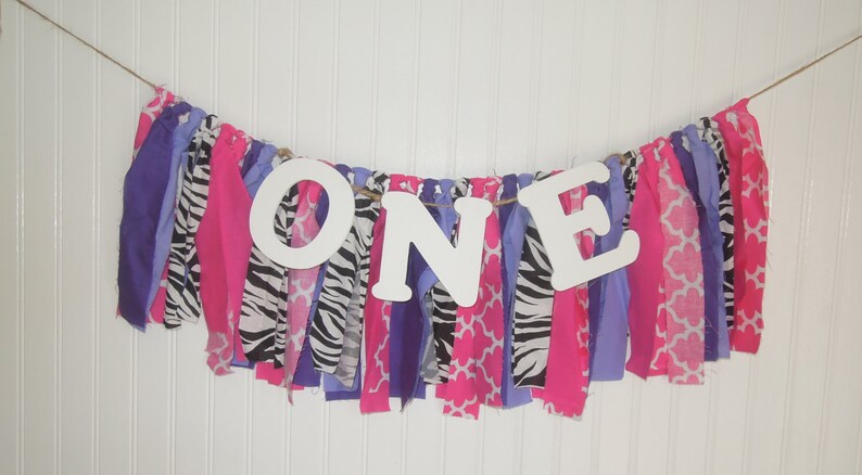 Pink Purple Zebra Fabric Banner Highchair Cake Smash - Etsy