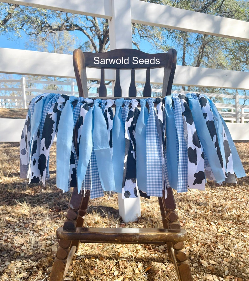 Blue Cow Birthday Banner Holy Cow I'm One High Chair - Etsy