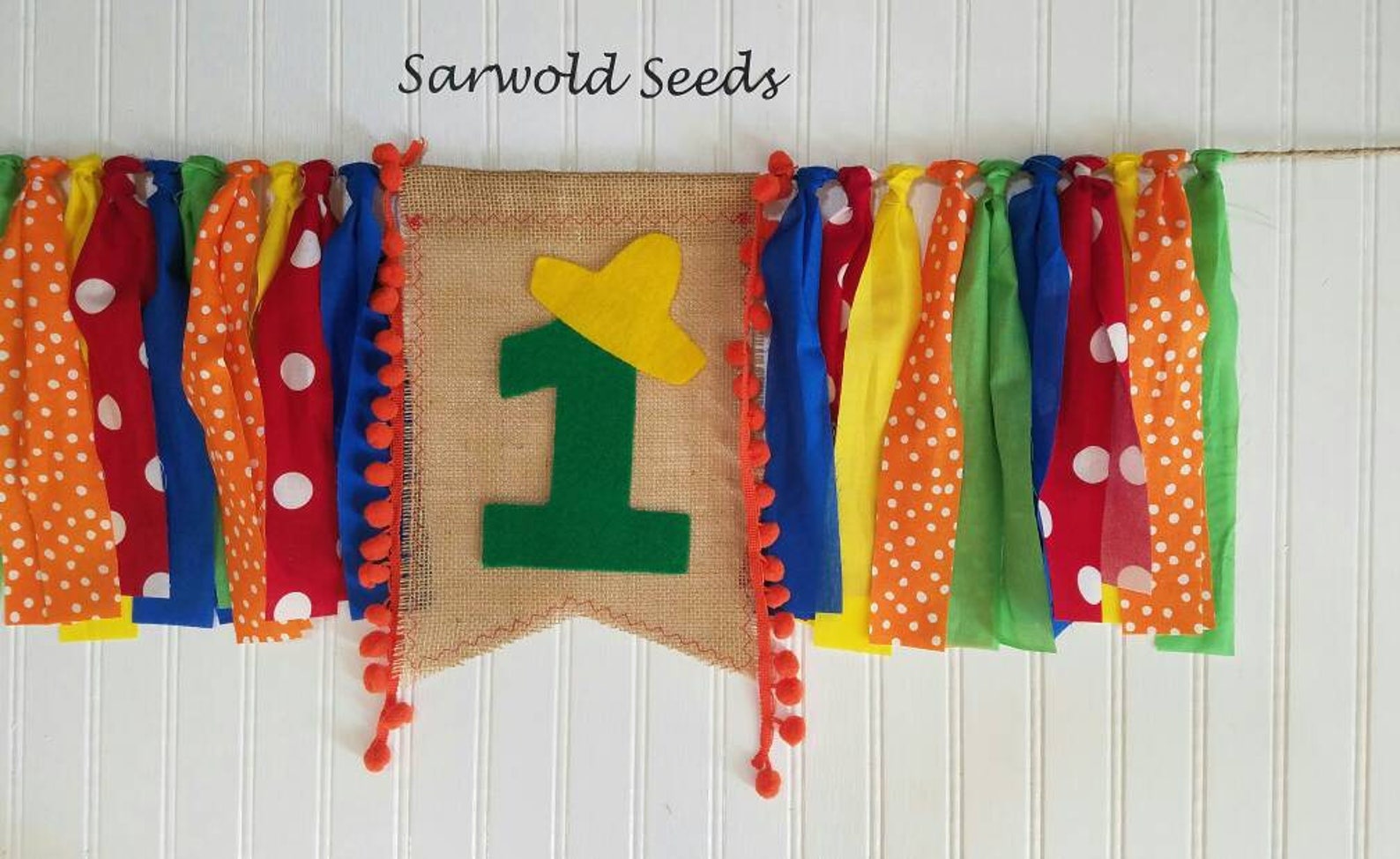 Fiesta Fabric Banner no Mustache Birthday Highchair Cake - Etsy