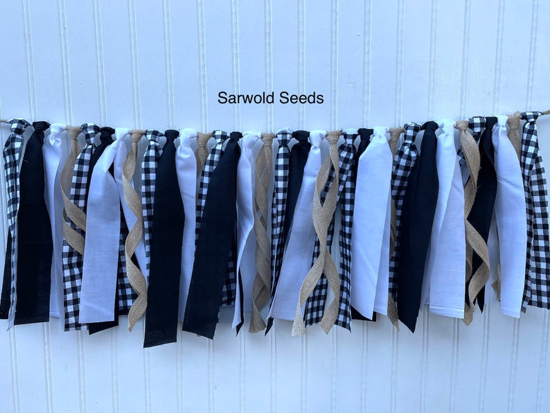 Black Buffalo Plaid With Burlap Banner | Etsy