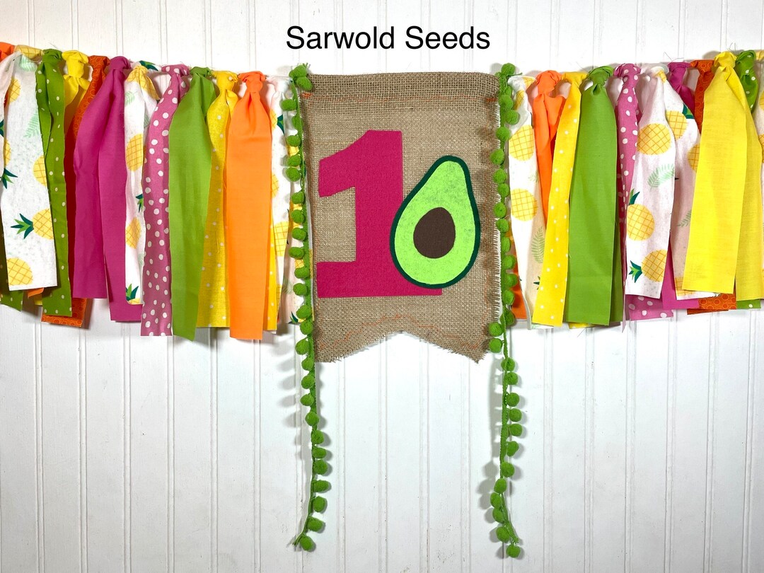 Avocado Birthday Banner, Tutti Frutti, Fabric Banner, Birthday ...