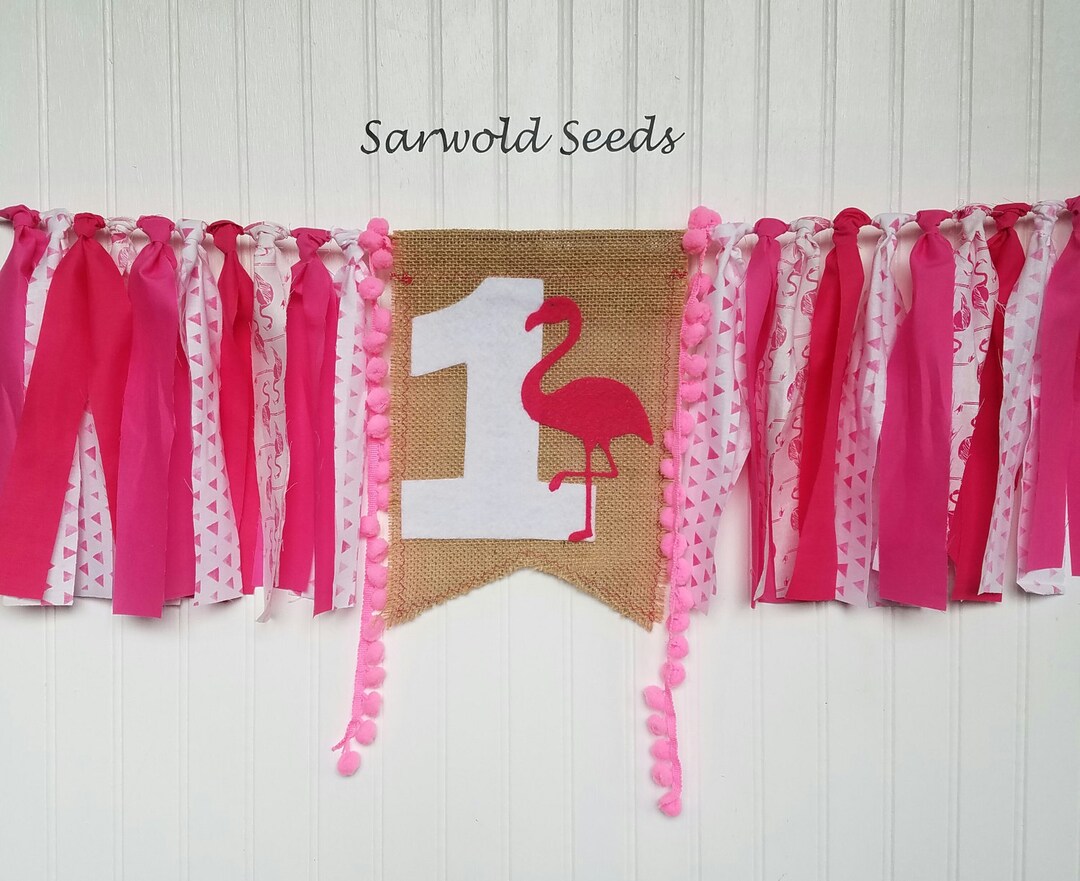 Flamingo Fabric Banner, Birthday, Highchair, Cake Smash, Photo Shoot - Etsy