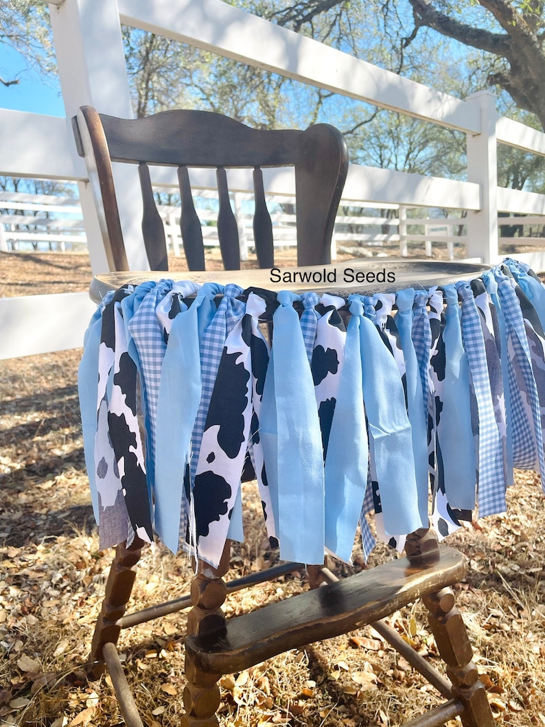 Blue Cow Birthday Banner Holy Cow I'm One High Chair - Etsy
