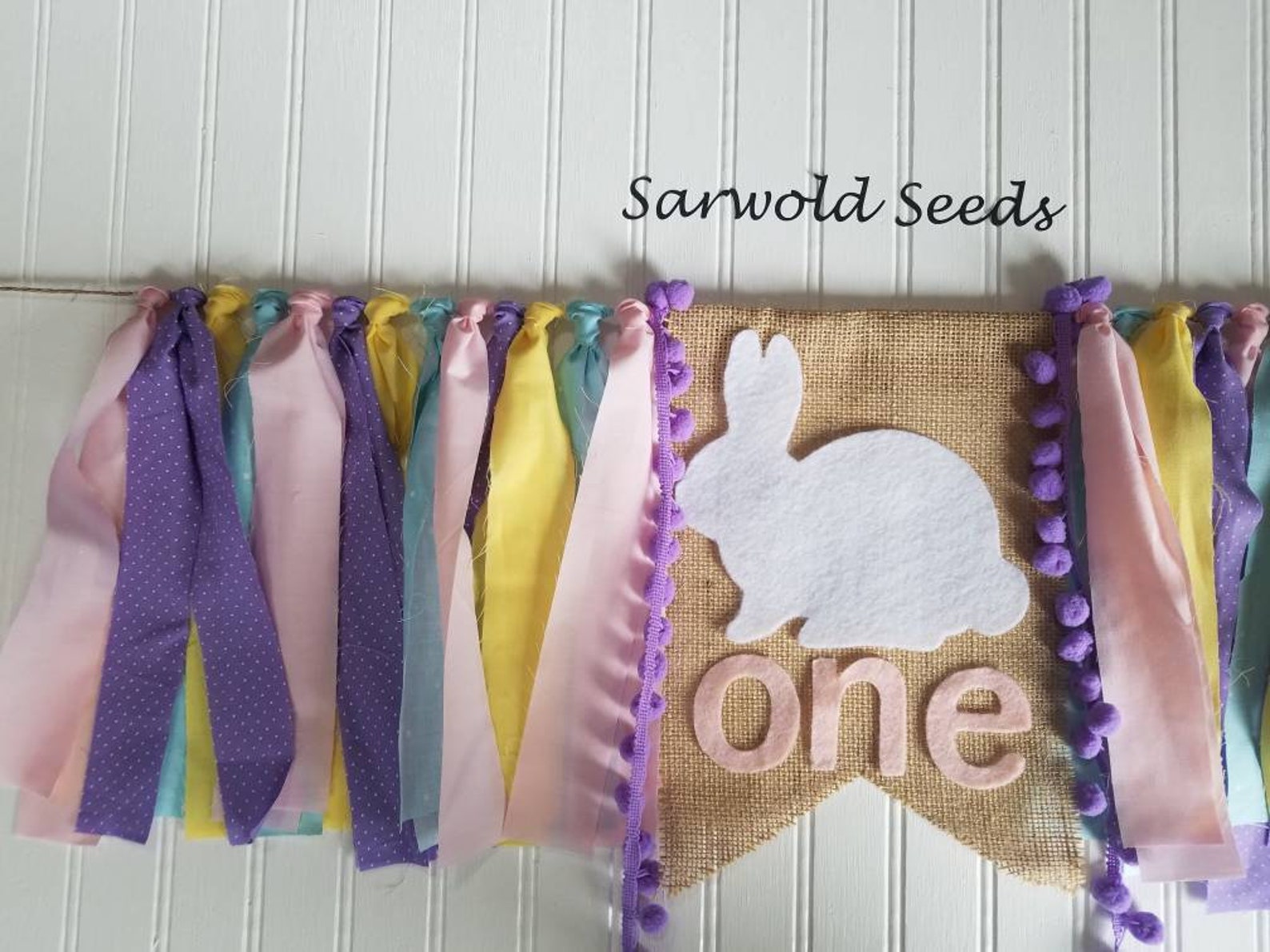 Bunny Love Easter Pastel Fabric Banner Cake Smash Banner - Etsy